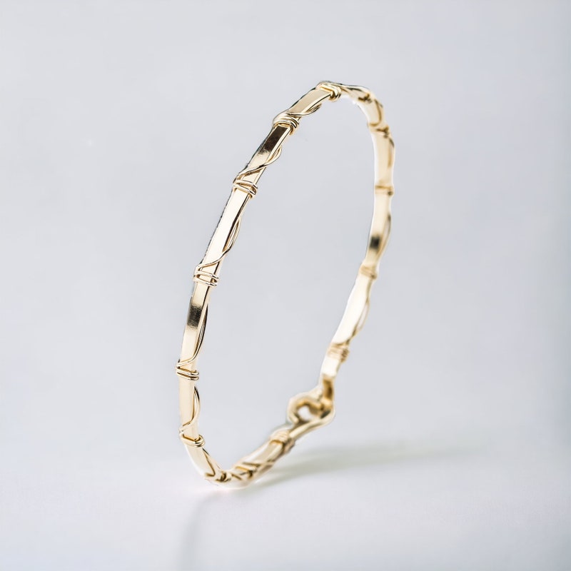 Gold Wire Bangle - Etsy