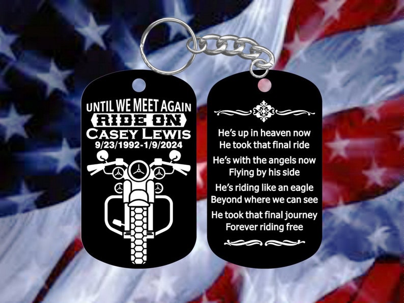 Biker - Motorcycle RIDE ON Personalized Remembrance Keychain With a ...
