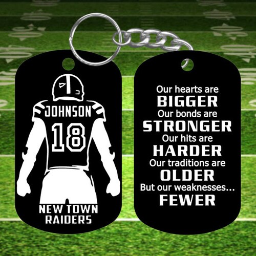 Football Player Gift Dog Tag Keychain With Player's - Etsy