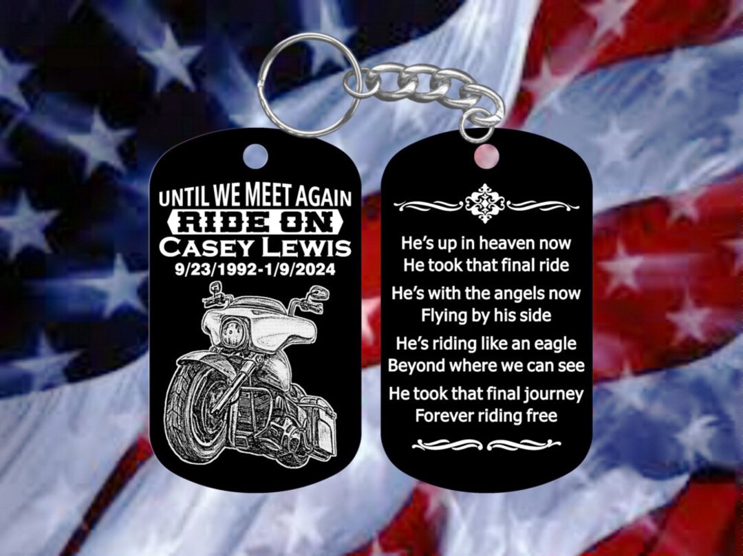 Motorcycle Biker RIDE ON Personalized Remembrance Keychain With a Biker ...