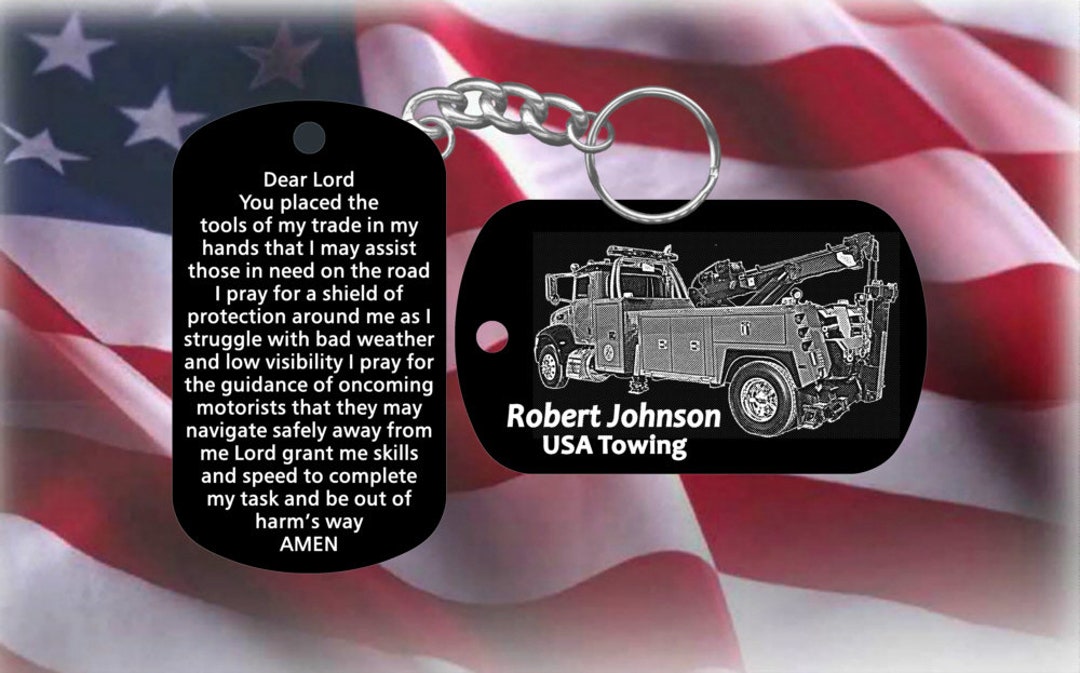 Wrecker Big Rig Tow Truck Driver Keychain With Tow Truck Driver's ...