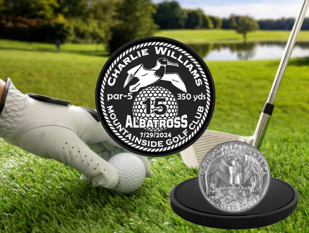 Albatross Golf Ball Marker - Challenge Coin Size - Personalized With ...