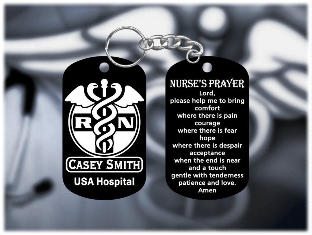 Nurse RN Gift Dog Tag Keychain - Ultra-black Super-tough Metal ...