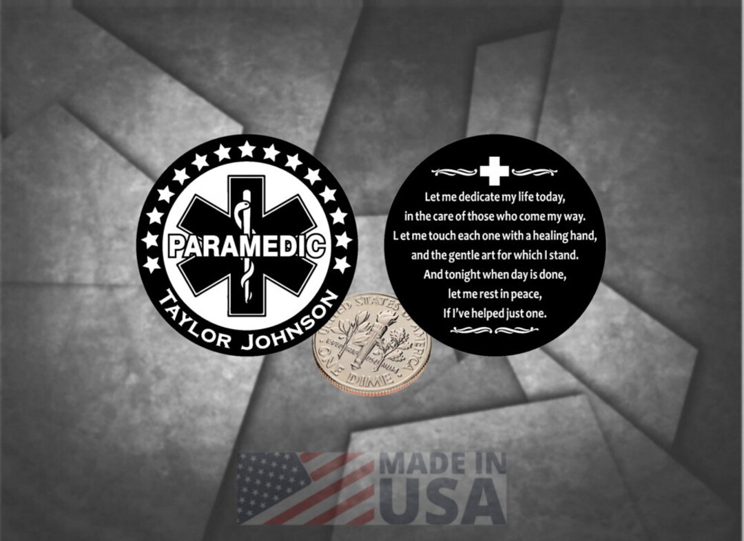 Paramedic Personalized Coin With Prayer Super Hard Super Tough - Etsy