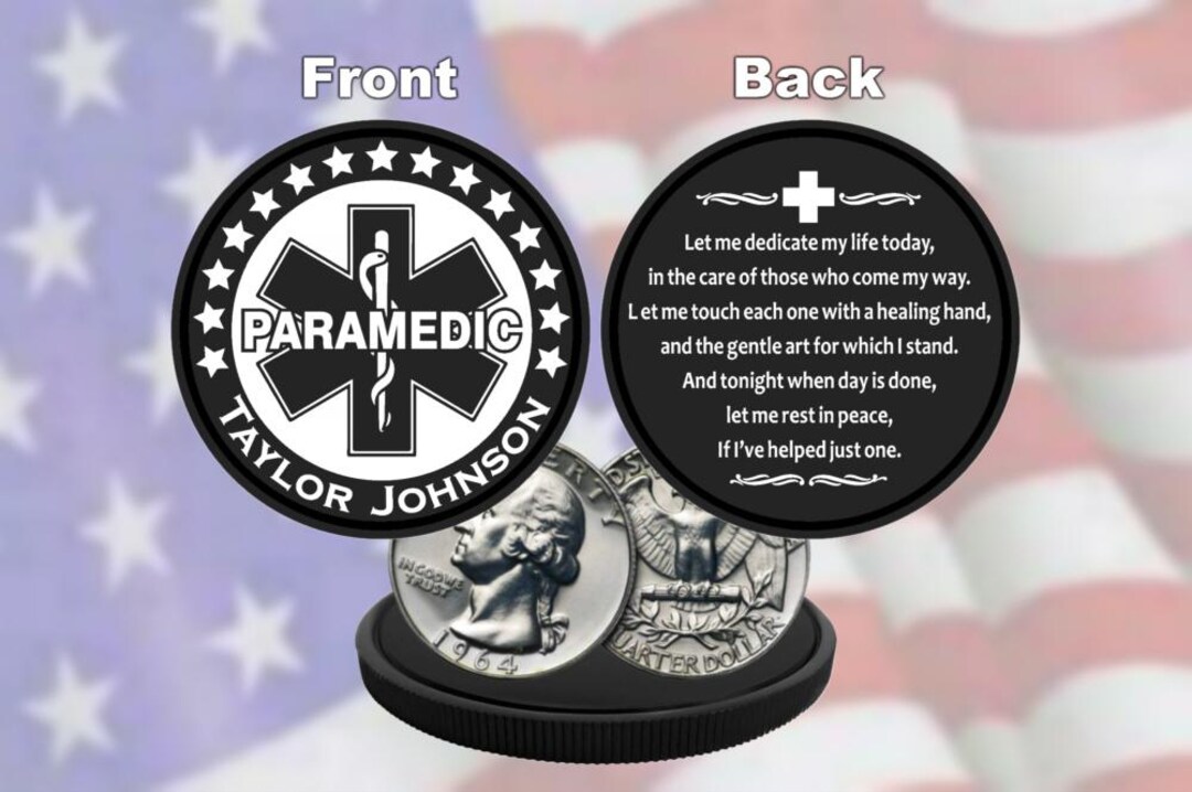 Paramedic Personalized Coin With Prayer - Laser Engraved Challenge Coin ...