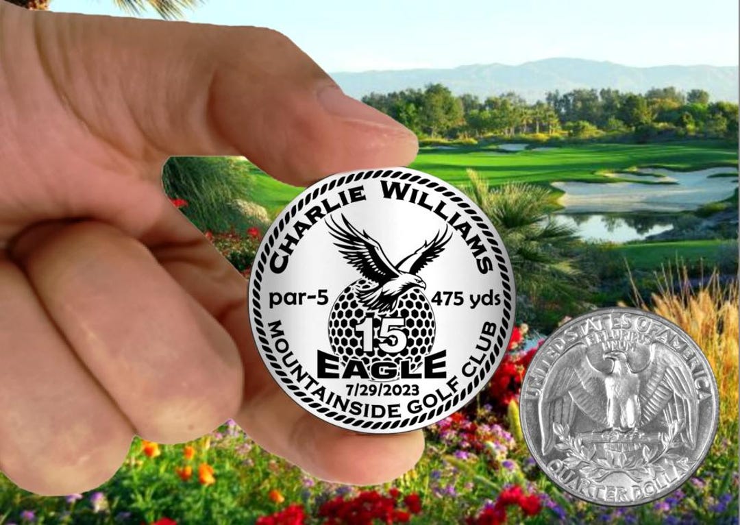 Golfer Eagle Golf Ball Marker - Large 1-1/4" Magnetic Stainless Steel ...