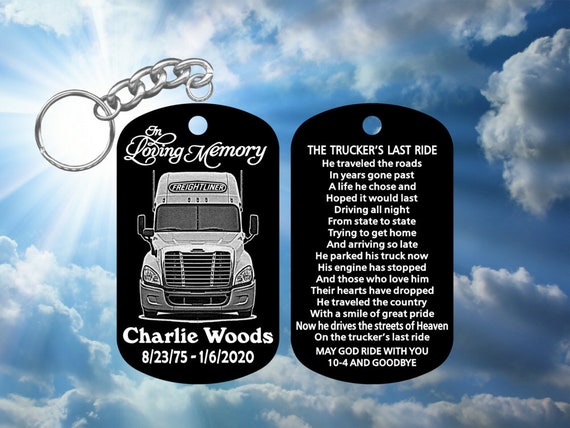 Freightliner Truck Driver in Loving Memory Keychain With the | Etsy