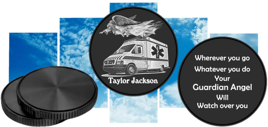 Personalized EMT Paramedic EMS Laser Engraved Guardian Angel Pocket ...