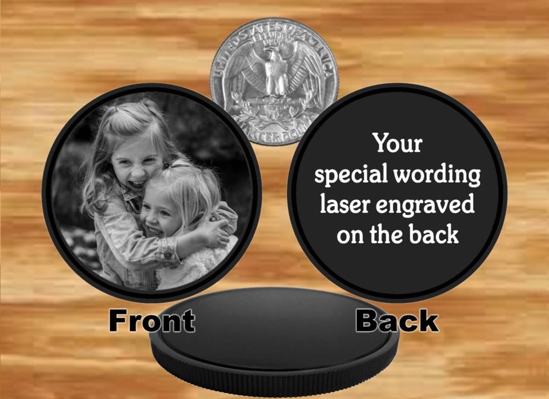 Personalized Photo Laser Engraved Gift Coin Large Size 1-5/8 Diameter X ...