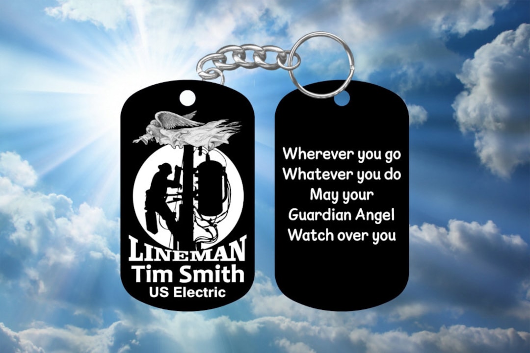 Lineman Guardian Angel - With Guardian Angel Prayer Dog Tag Keychain ...