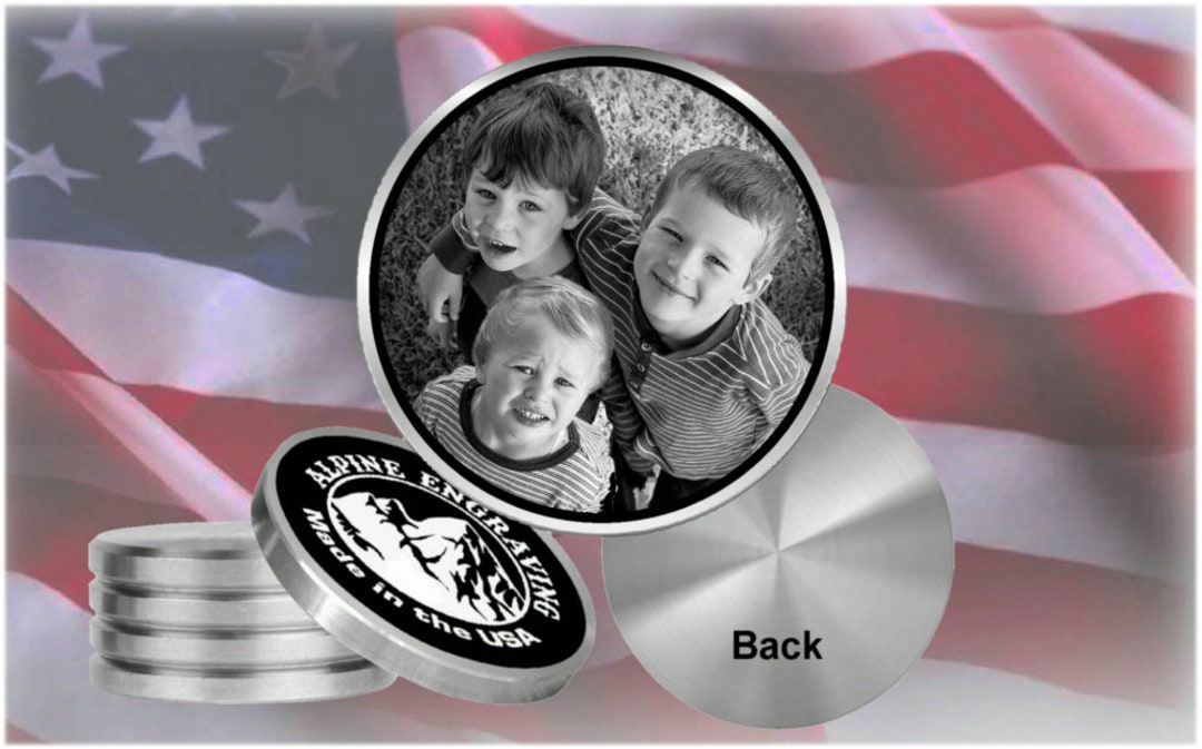 Personalized Laser Engraved Photo Coin Large 1-5/8 Diameter Premium ...