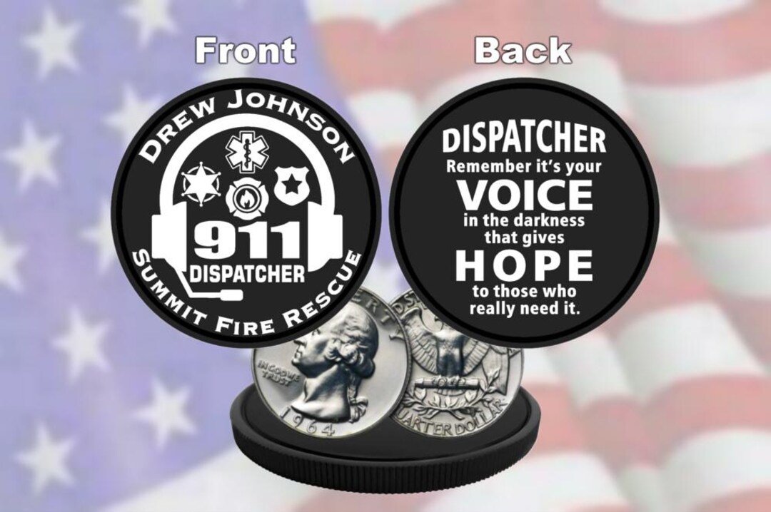 911 Dispatcher Personalized Gift Coin - Fire, Police, Sheriff, EMT ...