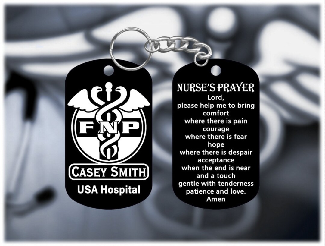 FNP Family Nurse Practitioner Dog Tag Keychain - Ultra-black Super ...