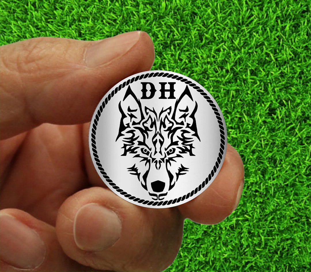Stainless Steel Golf Ball Marker - Wolf Design - Personalized - Etsy