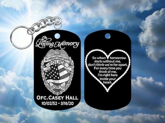 Police Officer in Loving Memory Keychain With Beautiful Heart | Etsy