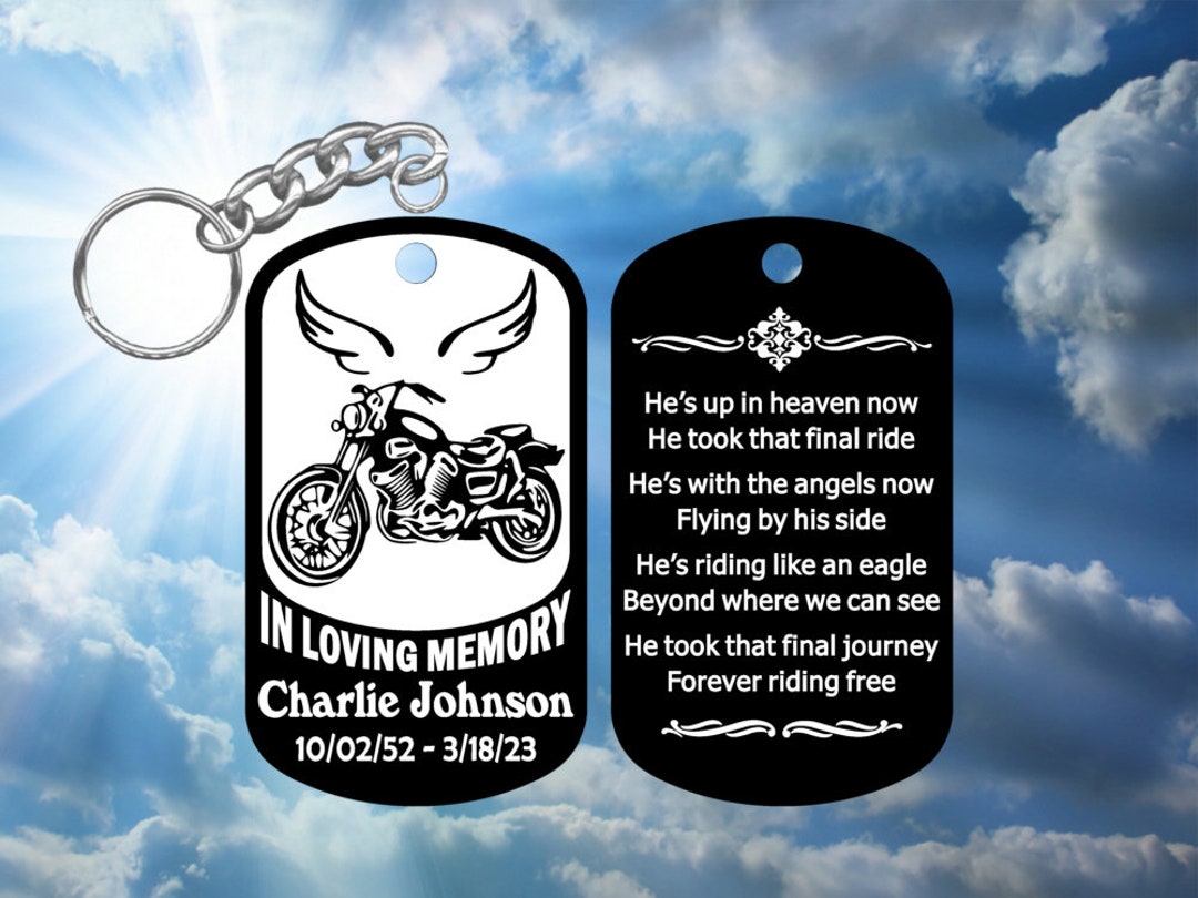 Biker Motorcycle Remembrance Memorial Keychain Personalized Tough Metal ...