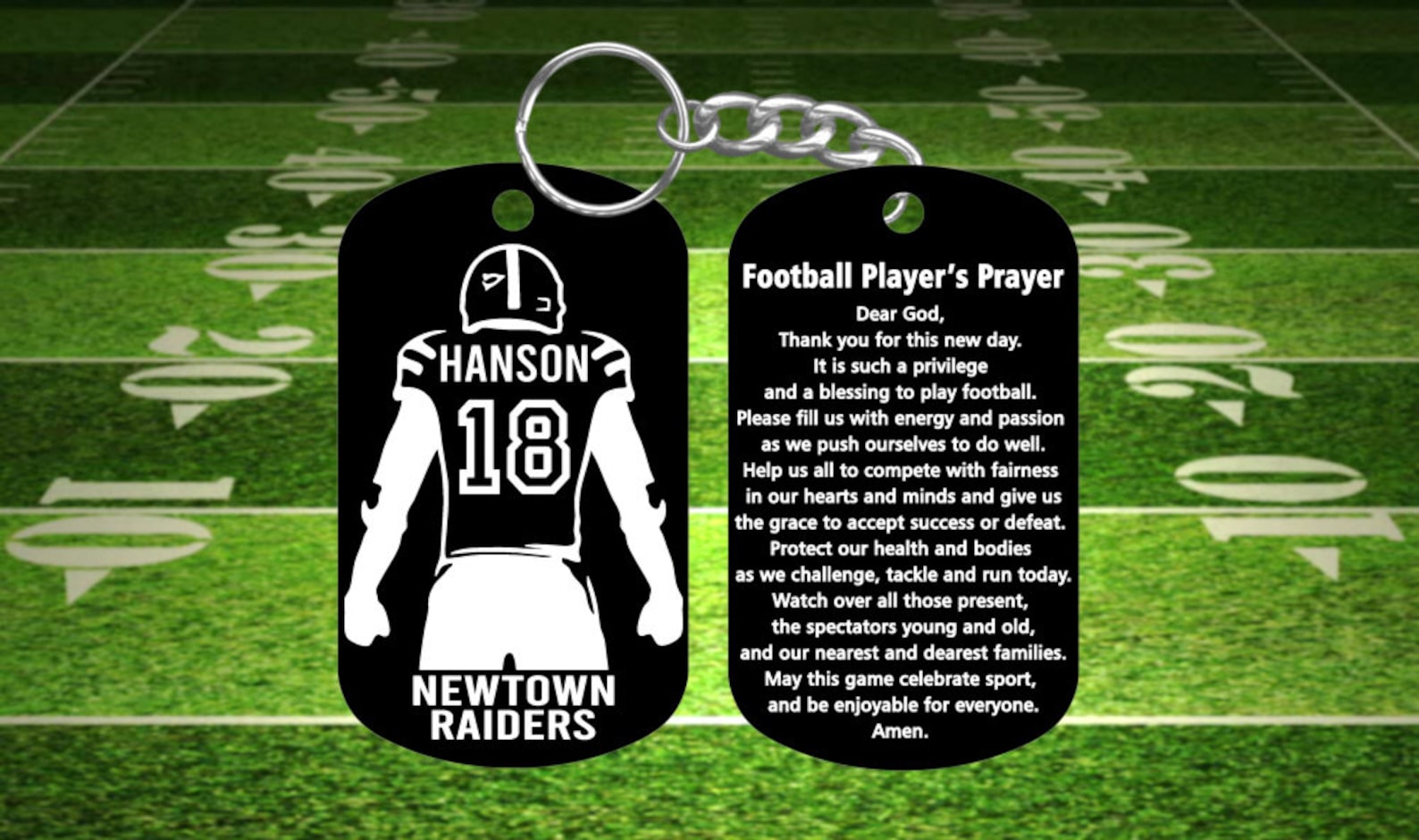 Football Player Gift - Dog Tag Keychain With Player's Prayer - Super ...
