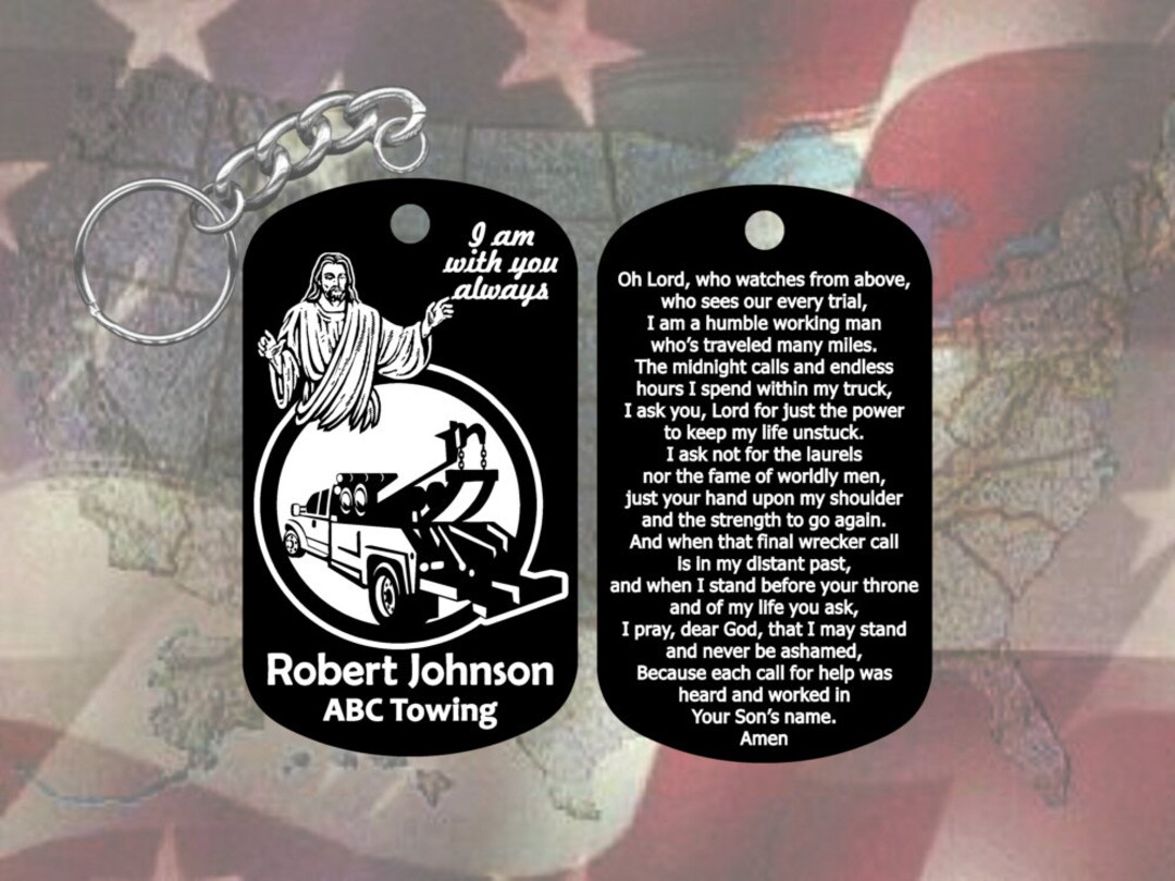Tow Truck Driver Gift Driver's Prayer Dog Tag Keychain - Etsy