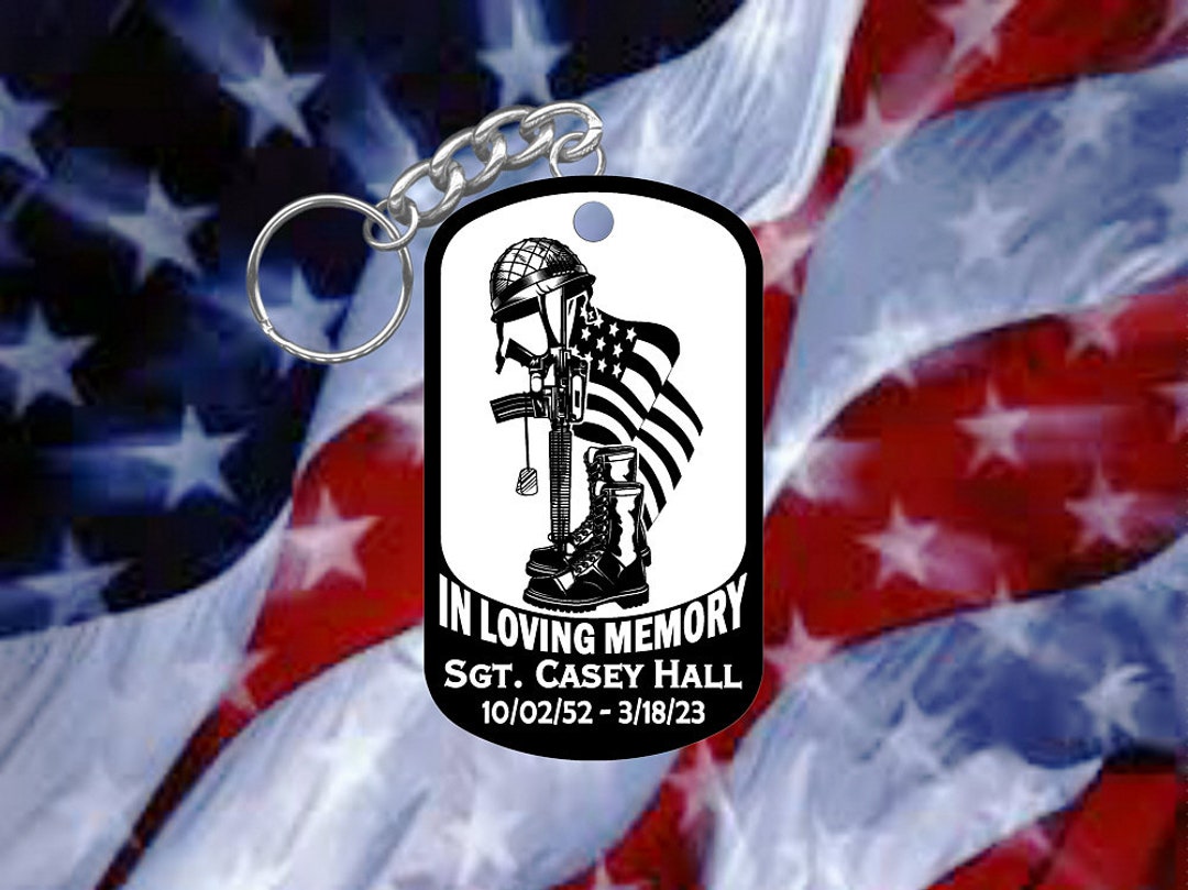 US Military - in Loving Memory Keychain - Helmet Rifle and Boots Design ...