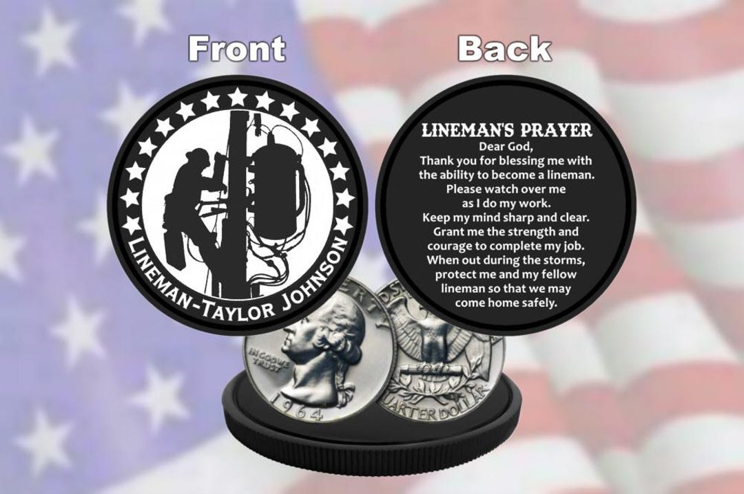 Personalized Lineman Pocket Coin - Large Laser Engraved Challenge Coin ...
