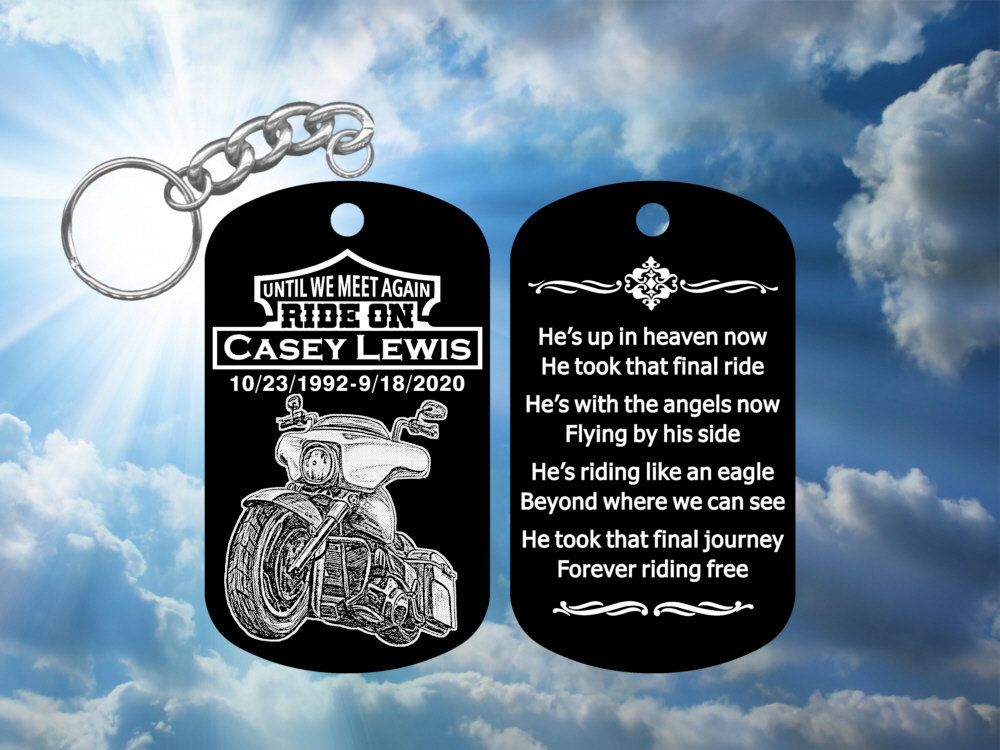 Motorcycle Biker RIDE ON Personalized Remembrance Keychain | Etsy