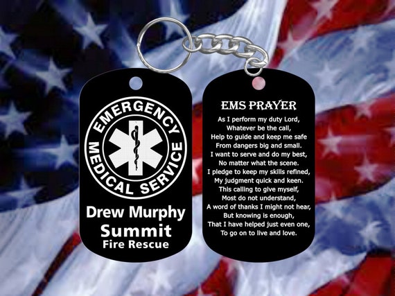 EMS Emergency Medical Service GI Dog Tag Keychain EMS Prayer | Etsy