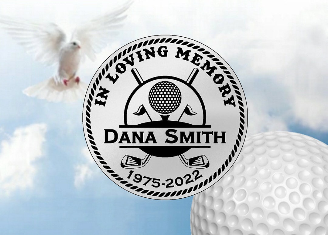 In Loving Memory Memorial Golf Ball Marker - Ball, Clubs and Flag ...