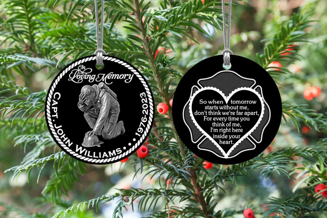 Firefighter Fire Dept - in Loving Memory Memorial Ornament - Laser ...