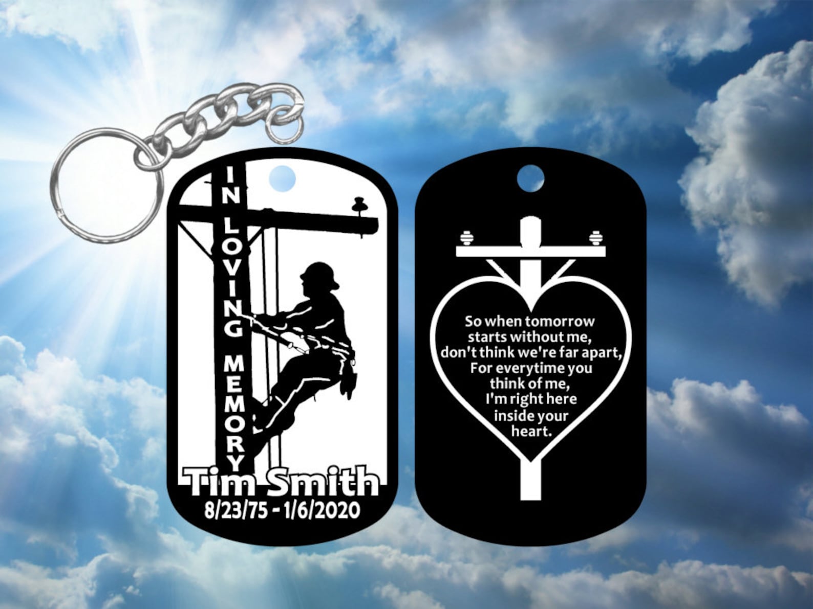 Lineman in Loving Memory Dog Tag Remembrance Keychain - Etsy