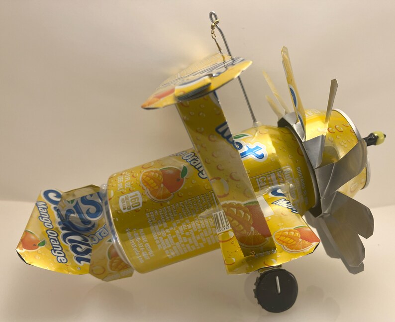 Airplane Whirl-a-gig Made From Sunkist Mango Orange Soda Cans - Etsy