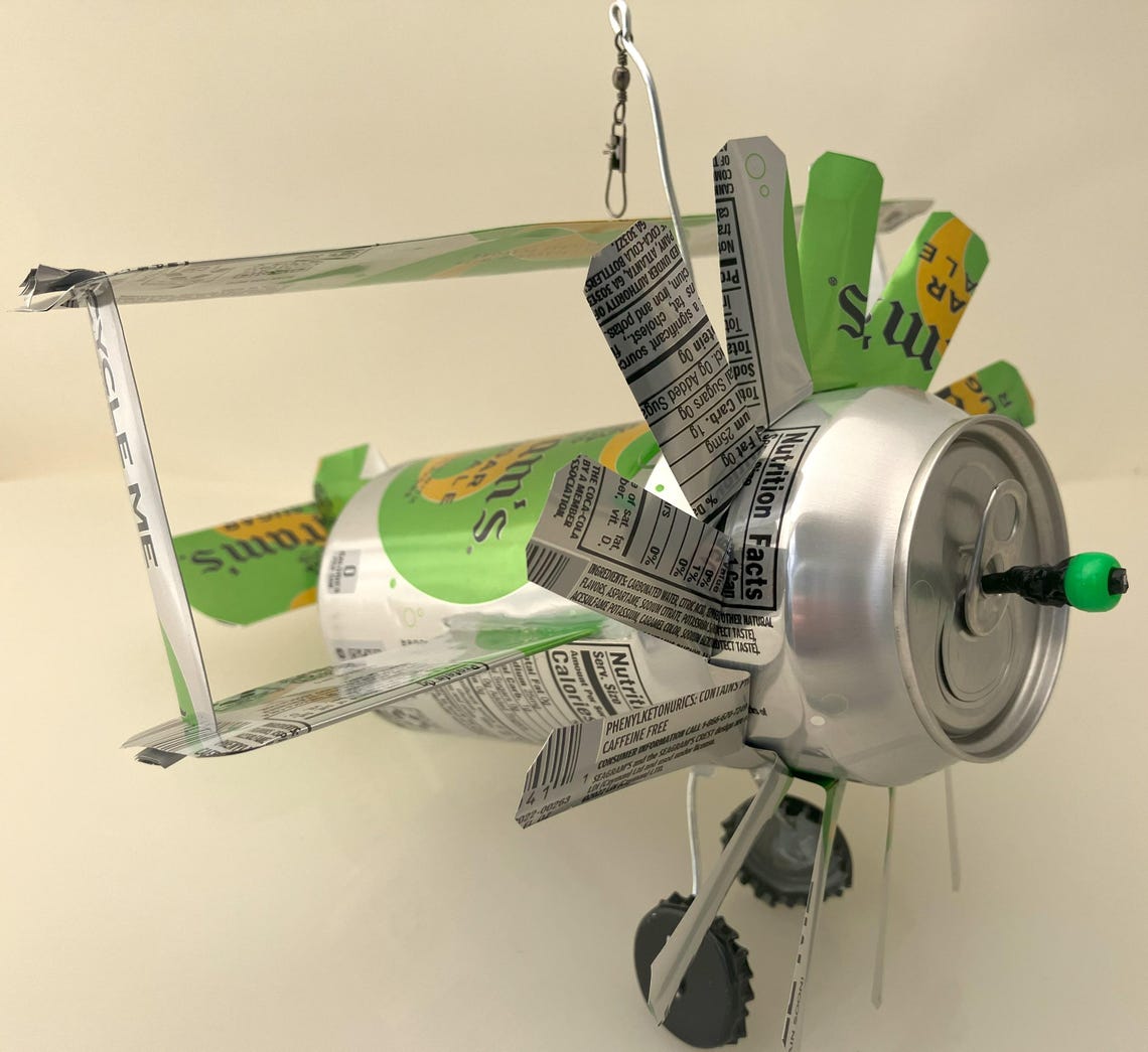 Airplane Whirl-a-gig Made From Seagram's Zero Sugar Ginger Ale Cans - Etsy