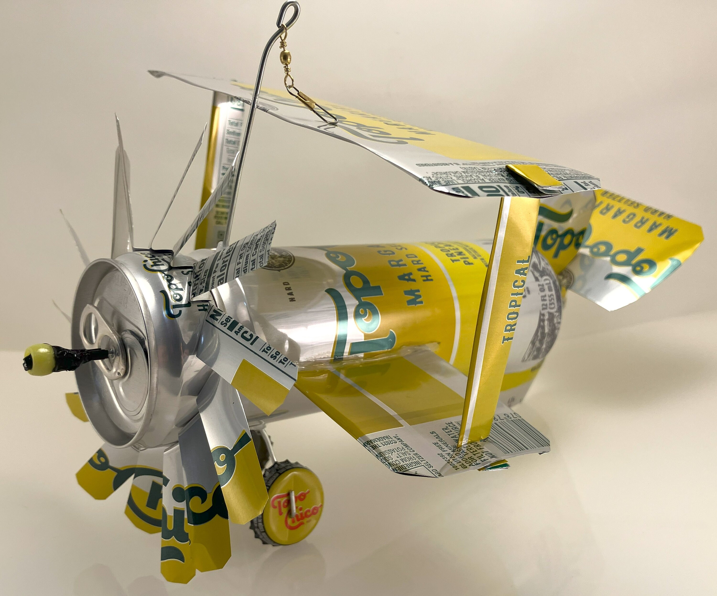 Airplane Whirl-a-gig Made From Topo Chico Tropical Pineapple Cans - Etsy