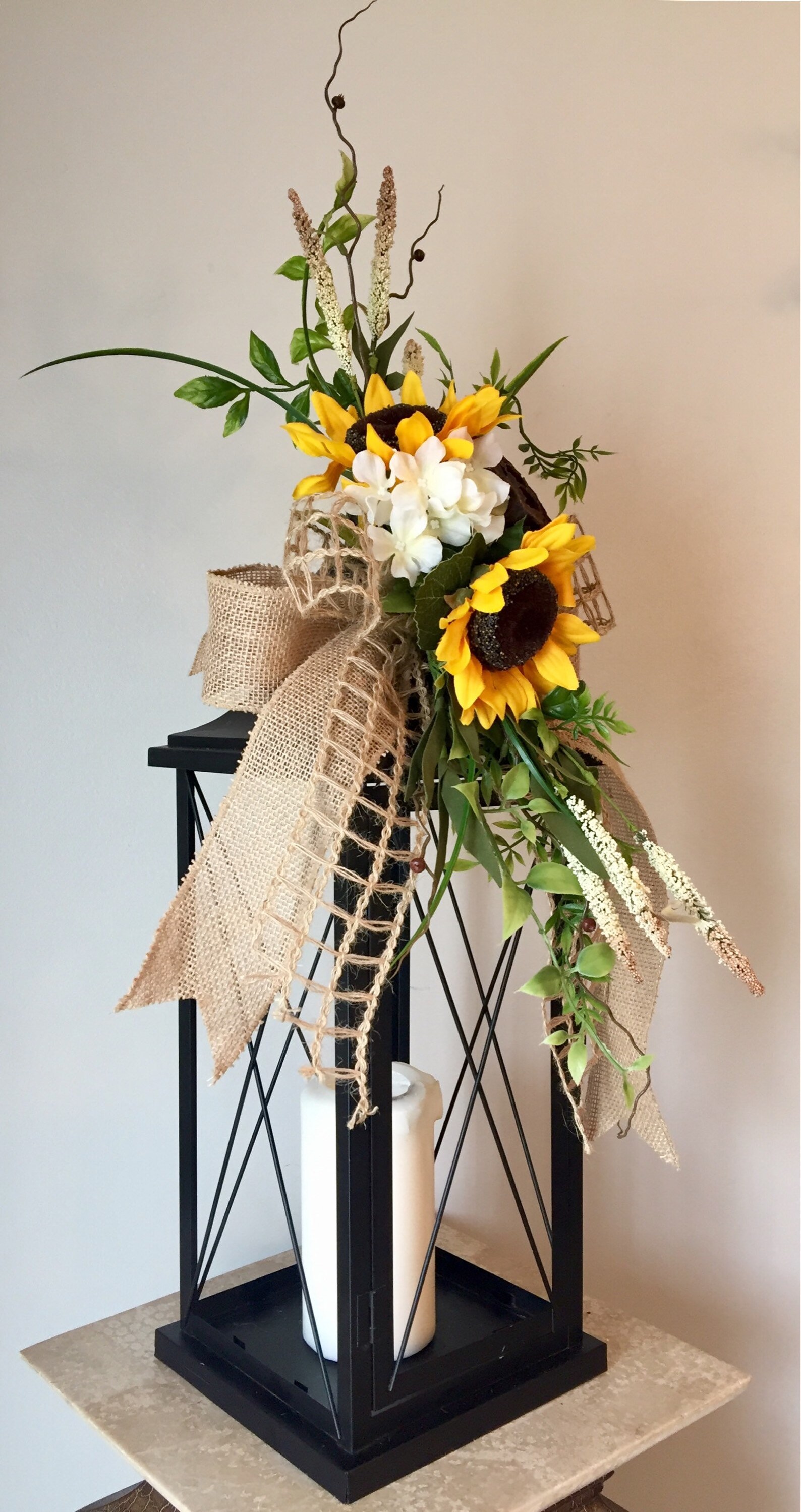 SUNFLOWER GARDEN natural Burlap decorative Farmhouse - Etsy