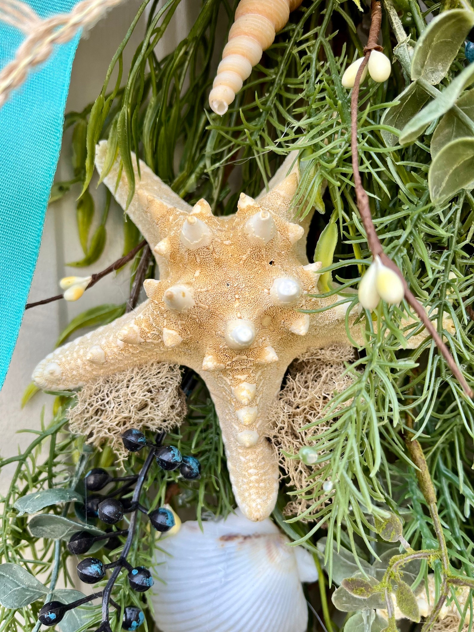 BY THE SEA (aqua) Door Swag - Coastal - Beach House - Nautical Door ...