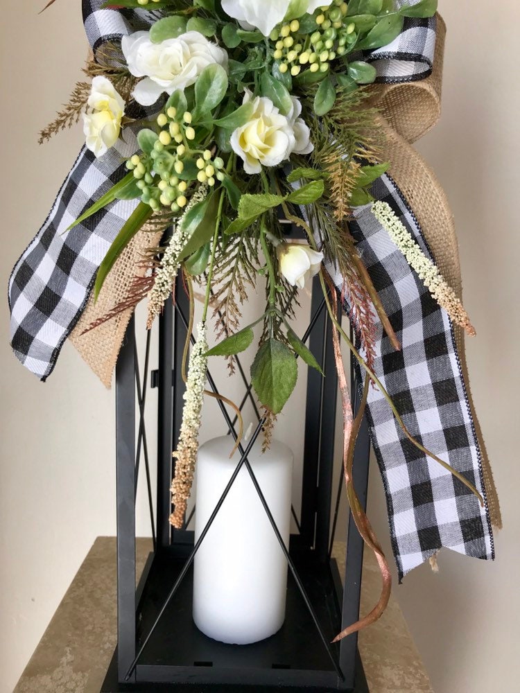 COUNTRY GARDEN black & White Buffalo Plaid decorative | Etsy