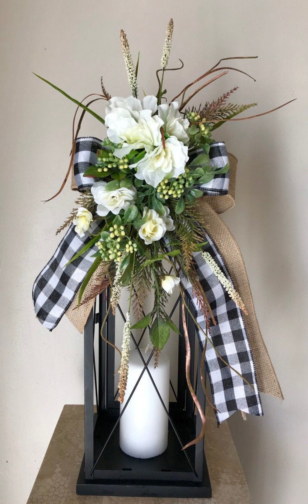 COUNTRY GARDEN (black & White Buffalo Plaid) -decorative Farmhouse ...