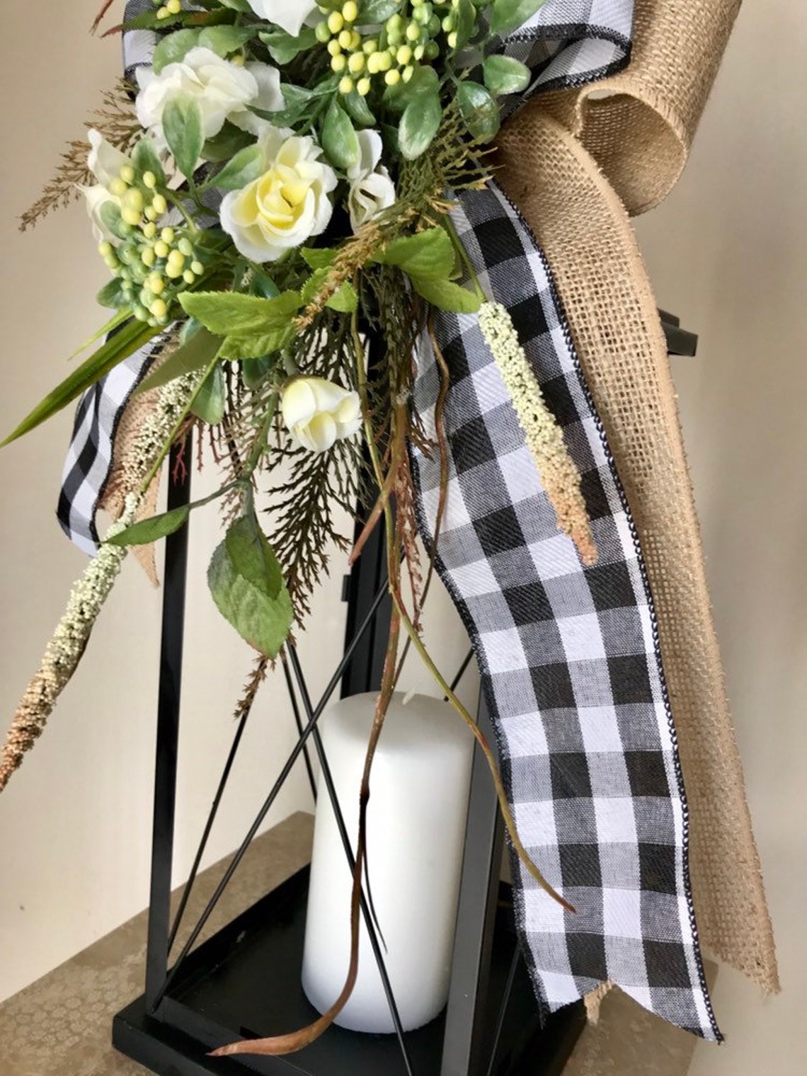 COUNTRY GARDEN (black & White Buffalo Plaid) -decorative Farmhouse ...