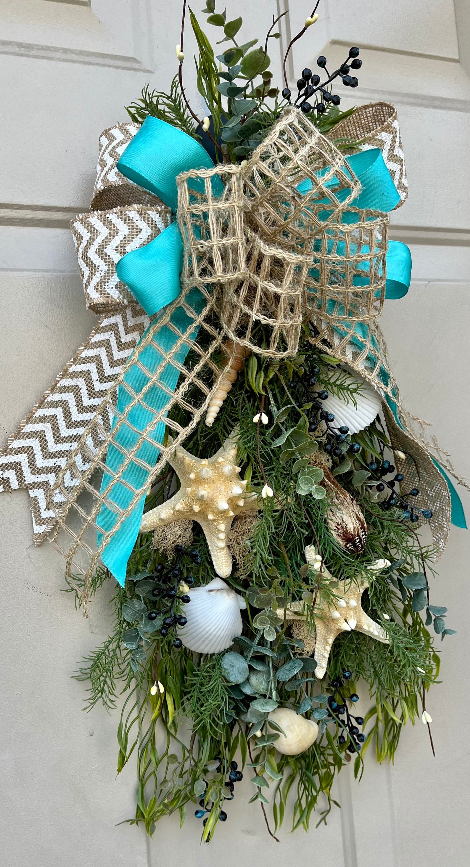 BY THE SEA aqua Door Swag Coastal Beach House Nautical - Etsy