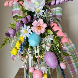 FUNNY BUNNY (white) - Decorative Whimsical Chic Easter/spring Lantern Swag Tabletop Arrangement ...