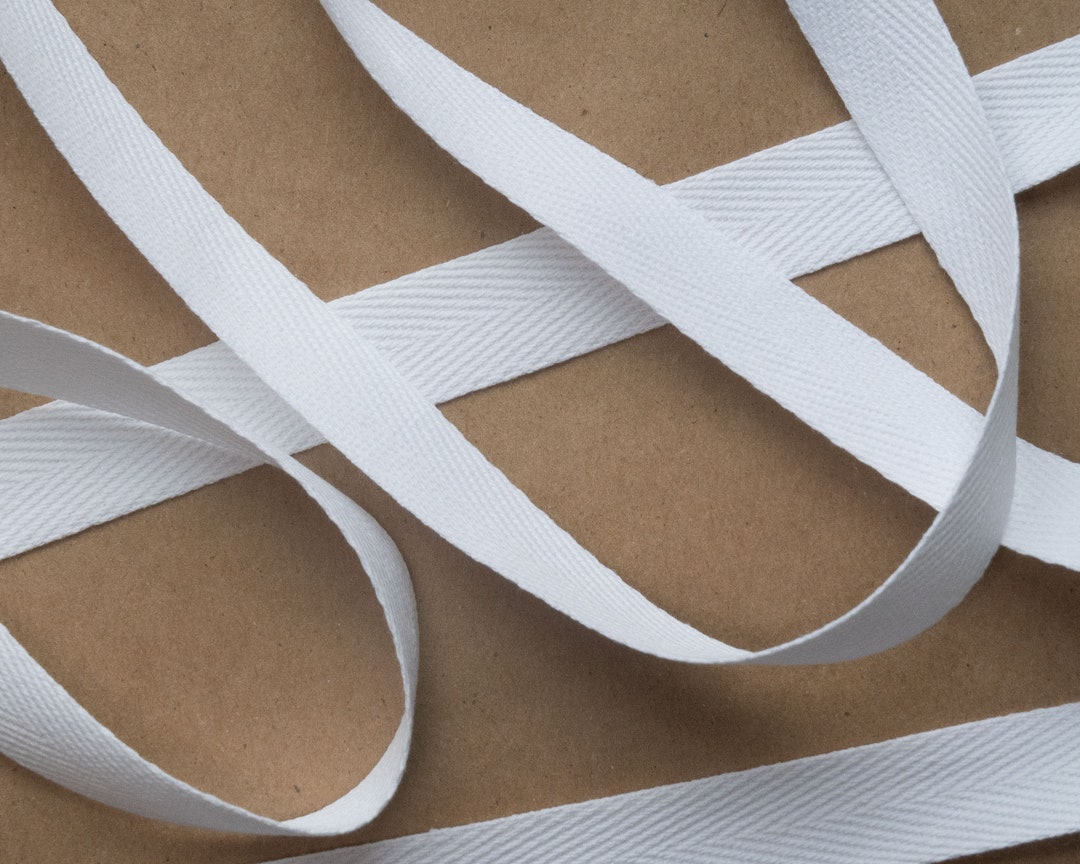 3/4 Inch Wide White Cotton Twill Tape, Heavyweight, by the Yard or Roll ...