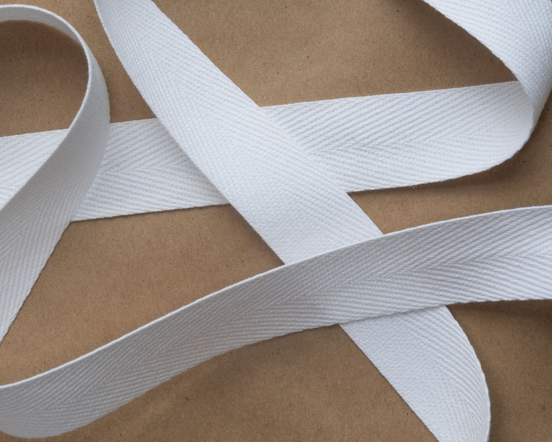 1 Inch Wide White Cotton Twill Tape, Heavyweight, by the Yard or Roll ...
