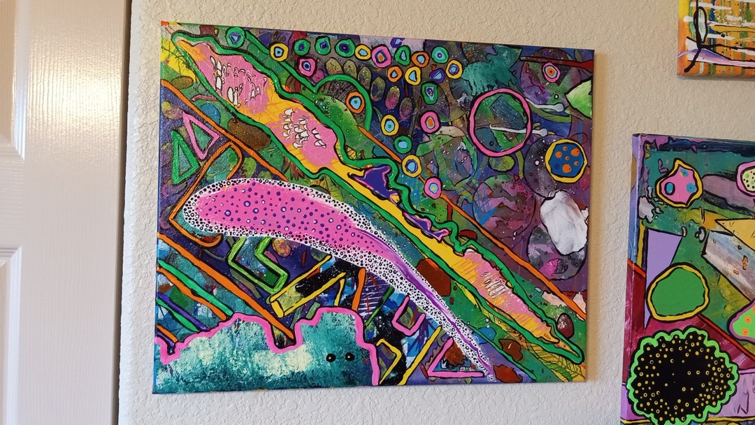 Abstract Painting "thundergun Express" OOAK Original 16x20" Acrylic on ...