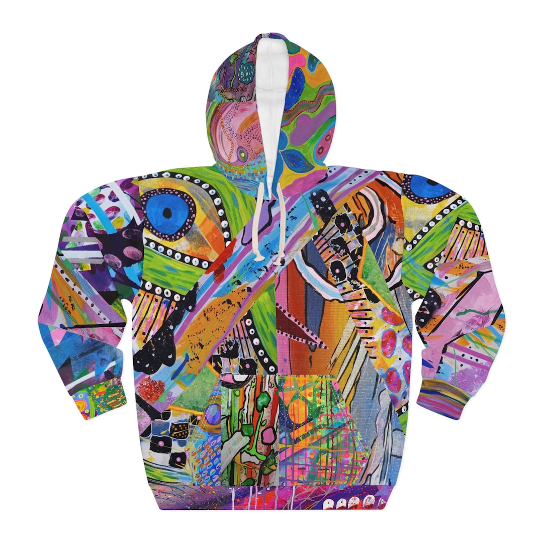 Colorful Hoodie Abstract Pullover Maximalist Detailed Unisex Women's ...