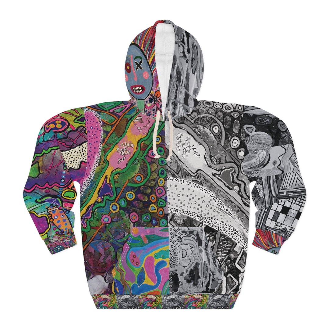 Divided Hoodie Split Design Black & White Colorful Funky Graphic My ...