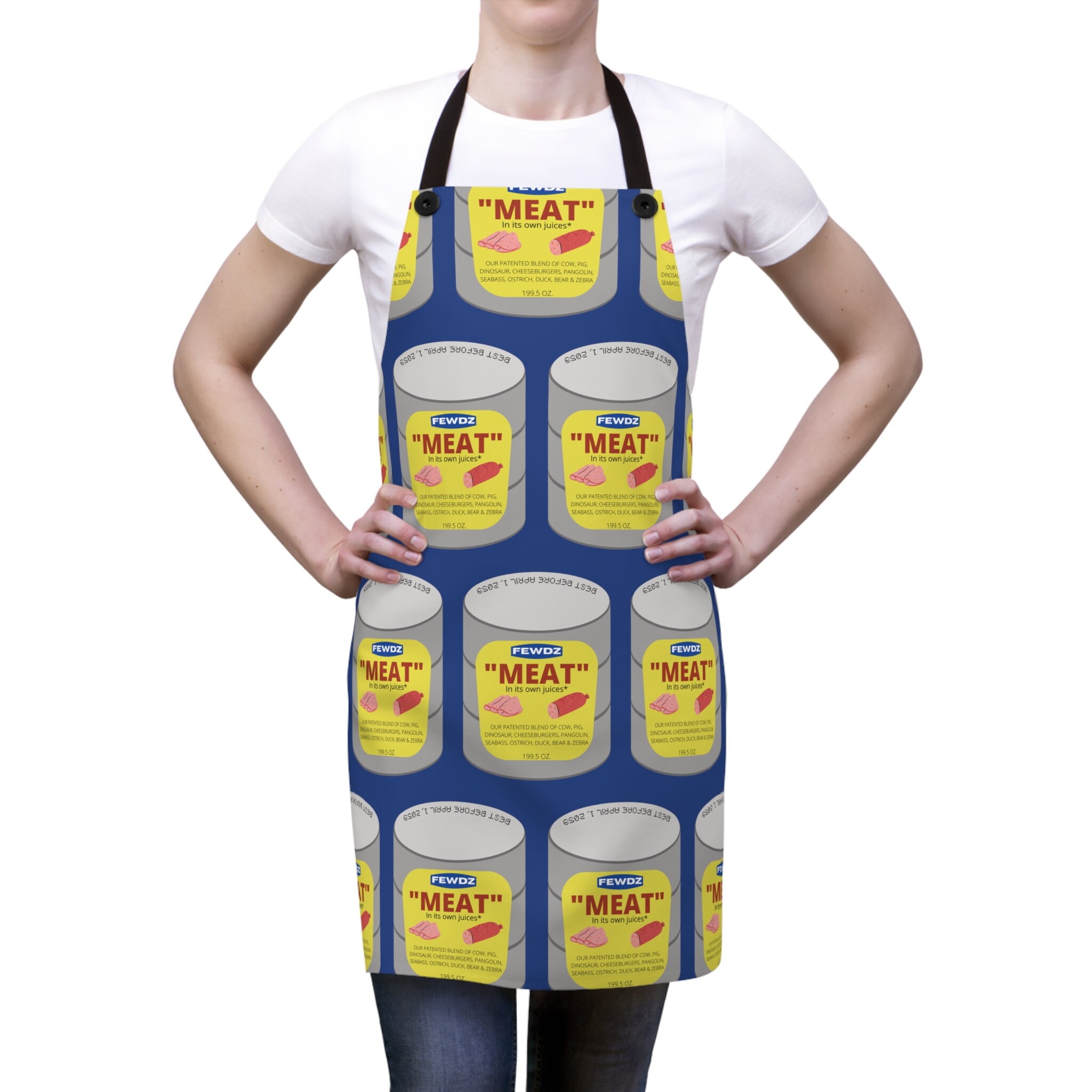 MEAT Apron Funny Canned Food Design in Vintage Pop-art Style BBQ ...
