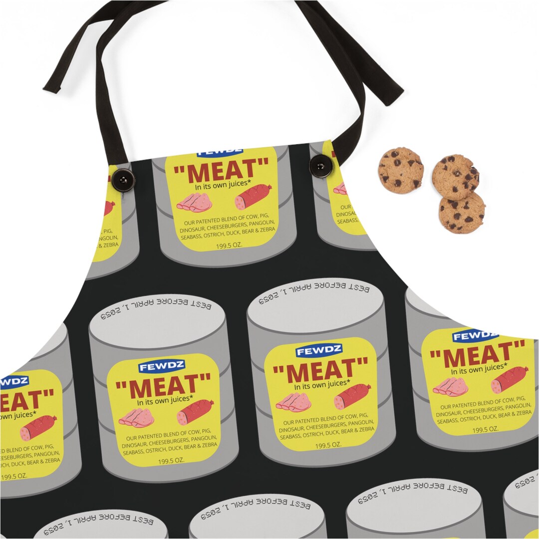 MEAT Apron Funny Canned Food Design in Vintage Pop-art Style BBQ ...