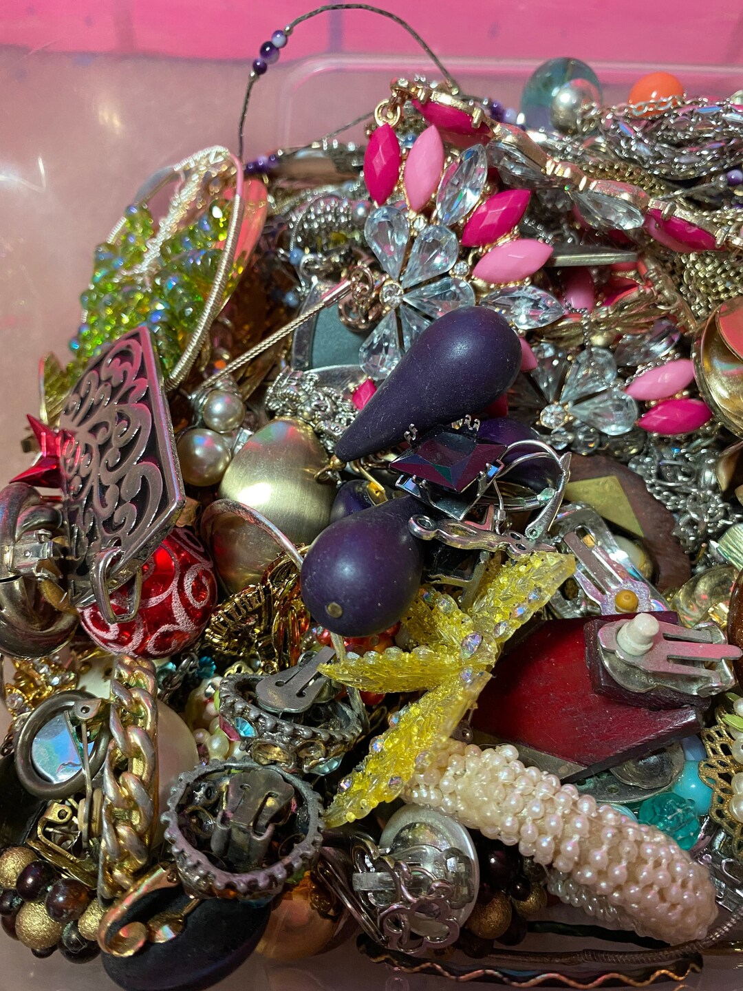 Craft Junk Jewelry Lot 7 Pounds Mixed Media Assemblage Supplies Broken ...