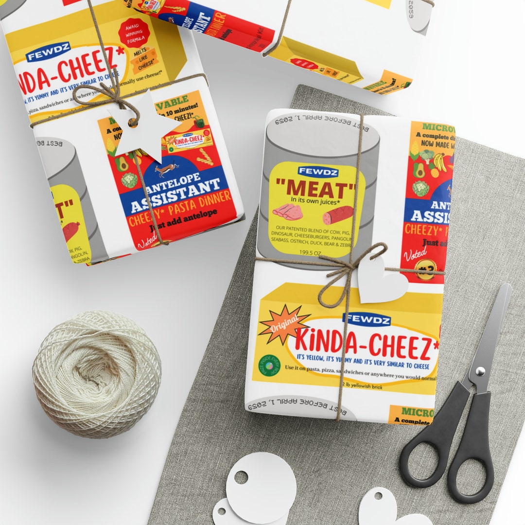 Funny Foods Wrapping Paper Vintage-pop-art Style Pantry Goods Including ...