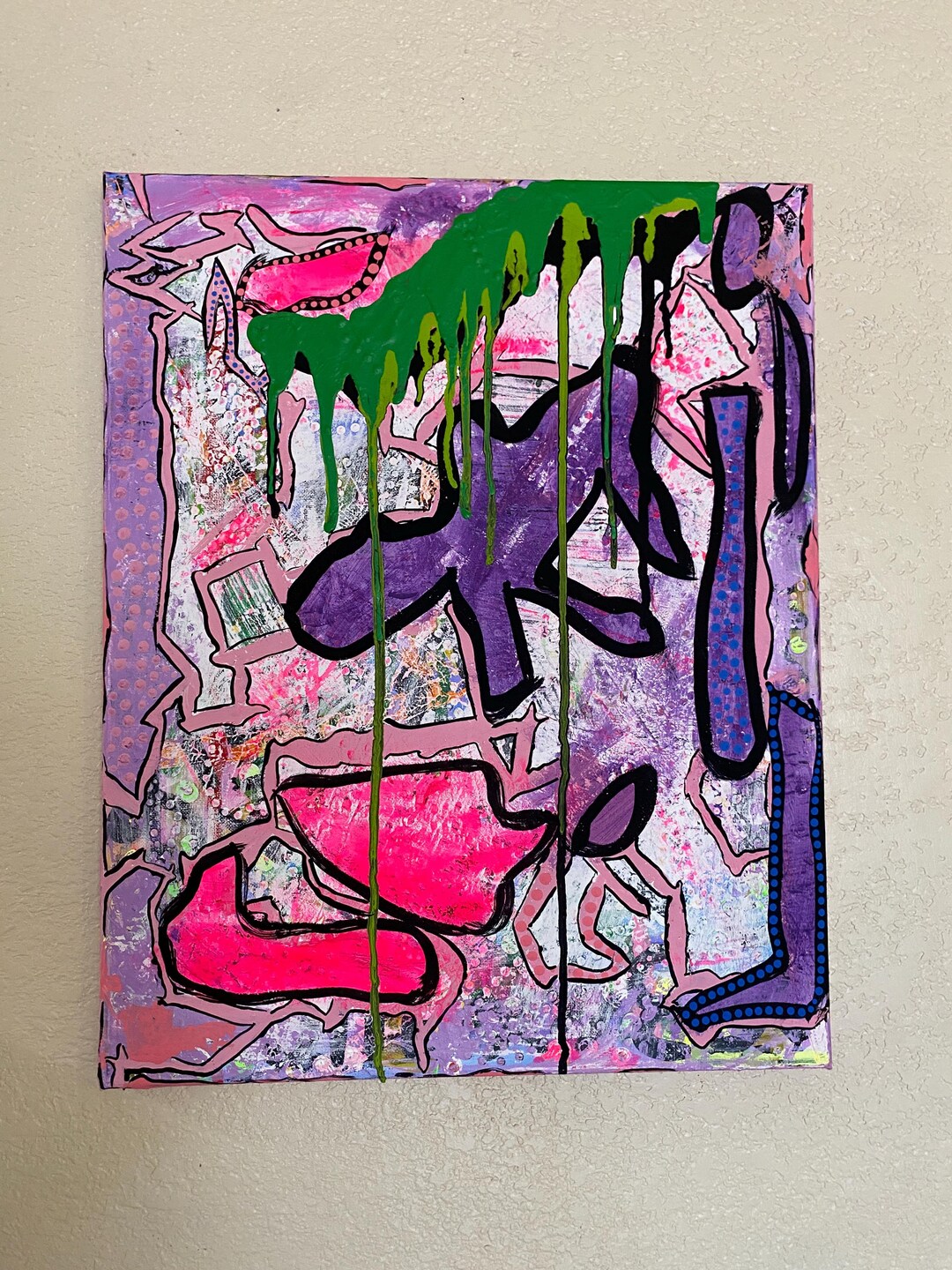 Original Abstract Painting "backwater" 16x20" Acrylic on Canvas Pink ...