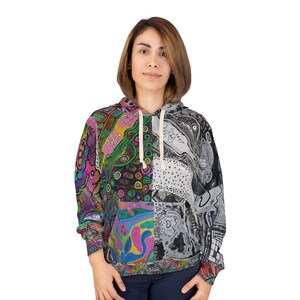 Divided Hoodie Split Design Black & White Colorful Funky Graphic My ...